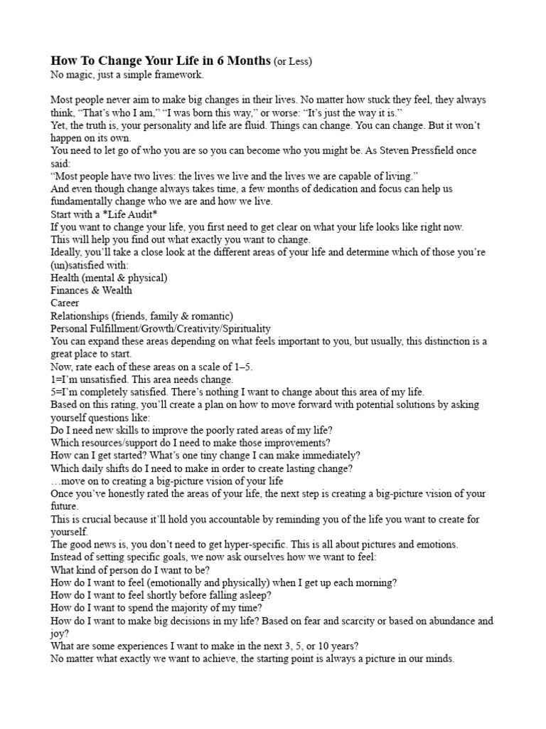 How To Change Your Life | PDF