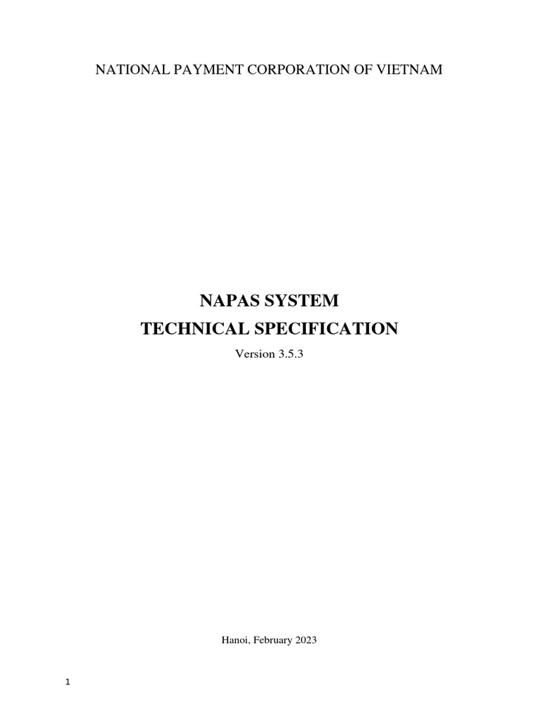 Napas System Technical Specification 3.5.3 | PDF | Credit Card | Qr Code