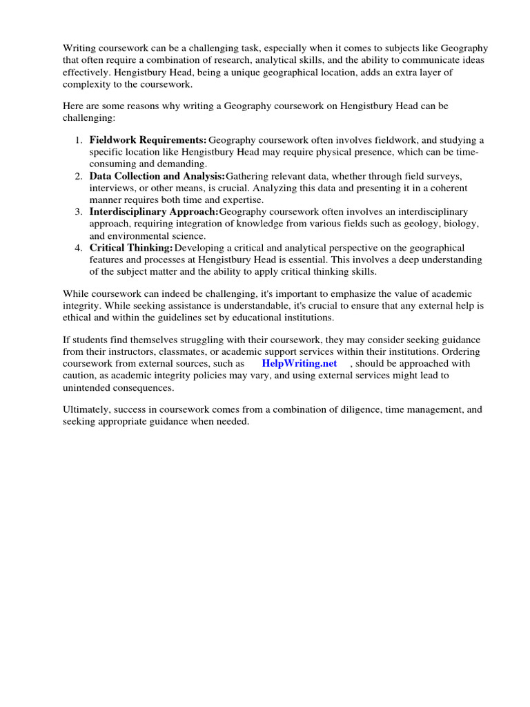 Geography Hengistbury Head Coursework | PDF | Geography | Field Research