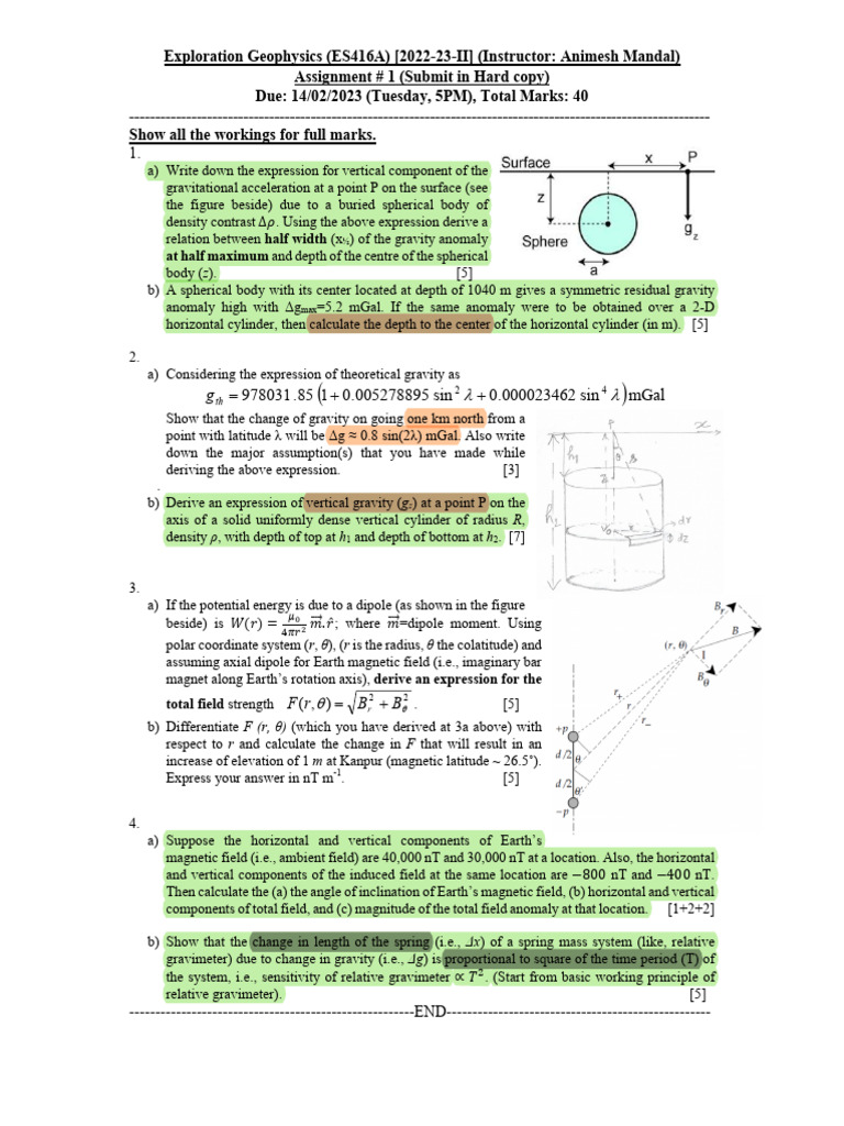 ES416A Assignment1 2022-23-II | PDF | Physical Quantities | Classical Mechanics