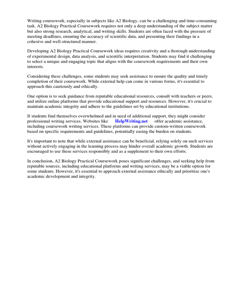 A2 Biology Practical Coursework Ideas | PDF | Facebook | Linked In