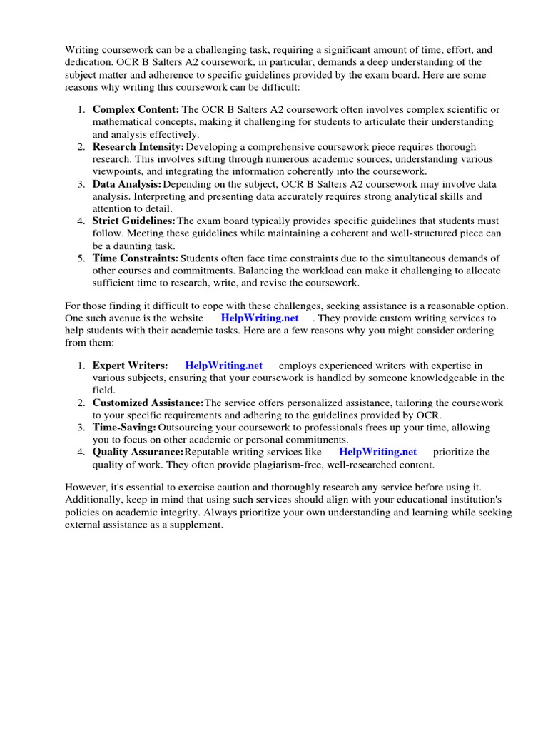 Ocr B Salters A2 Coursework | PDF | Chemical Bond | Ionic Bonding