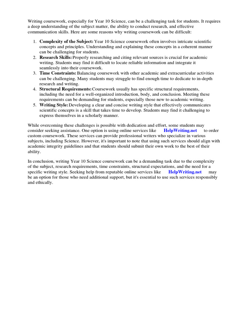 Year 10 Science Coursework | PDF | Science | Theory