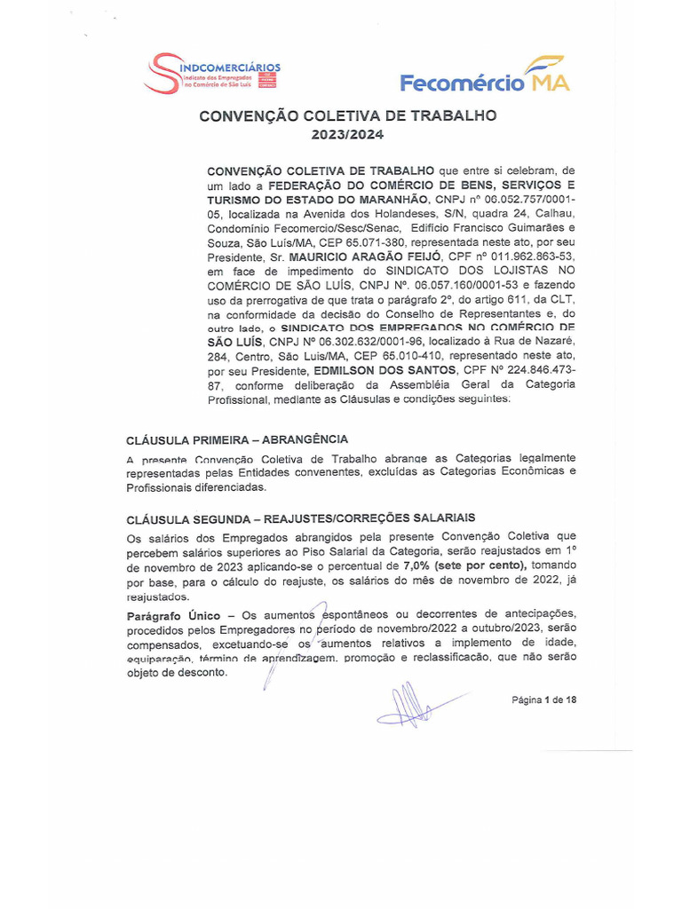 CCT Ass. Lojista 2023 2024 | PDF