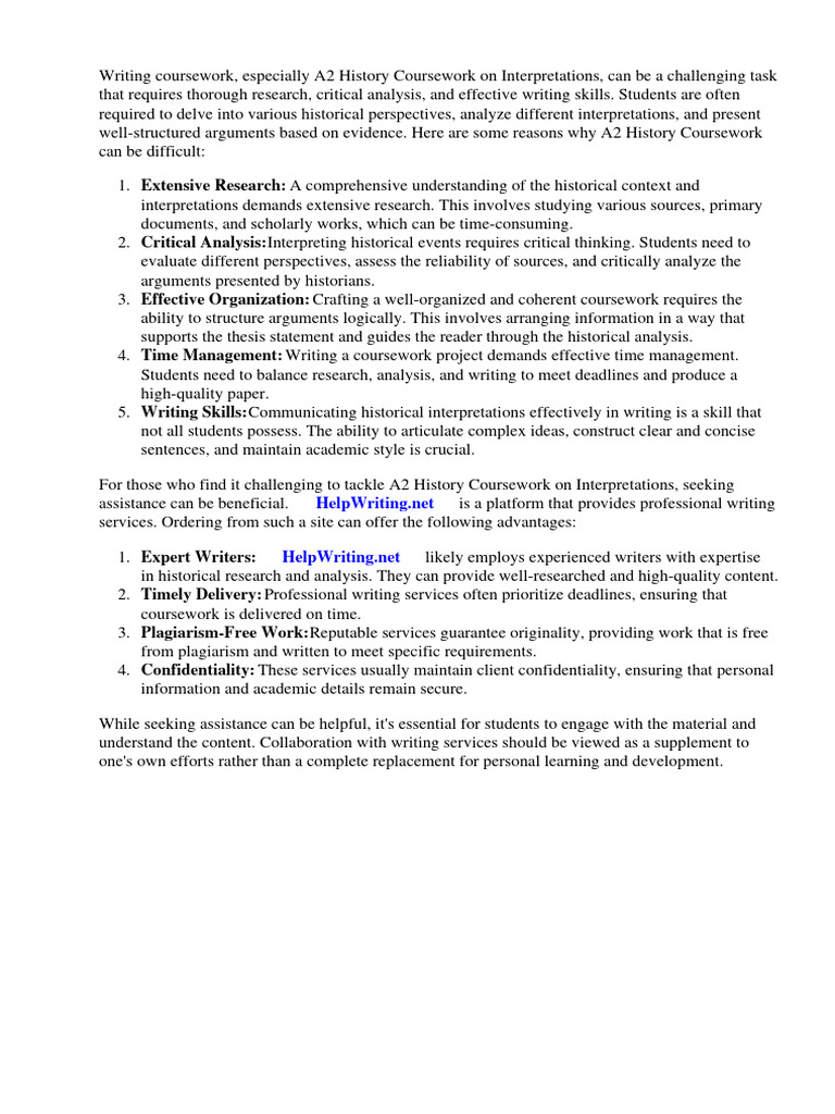 A2 History Coursework Interpretations | PDF