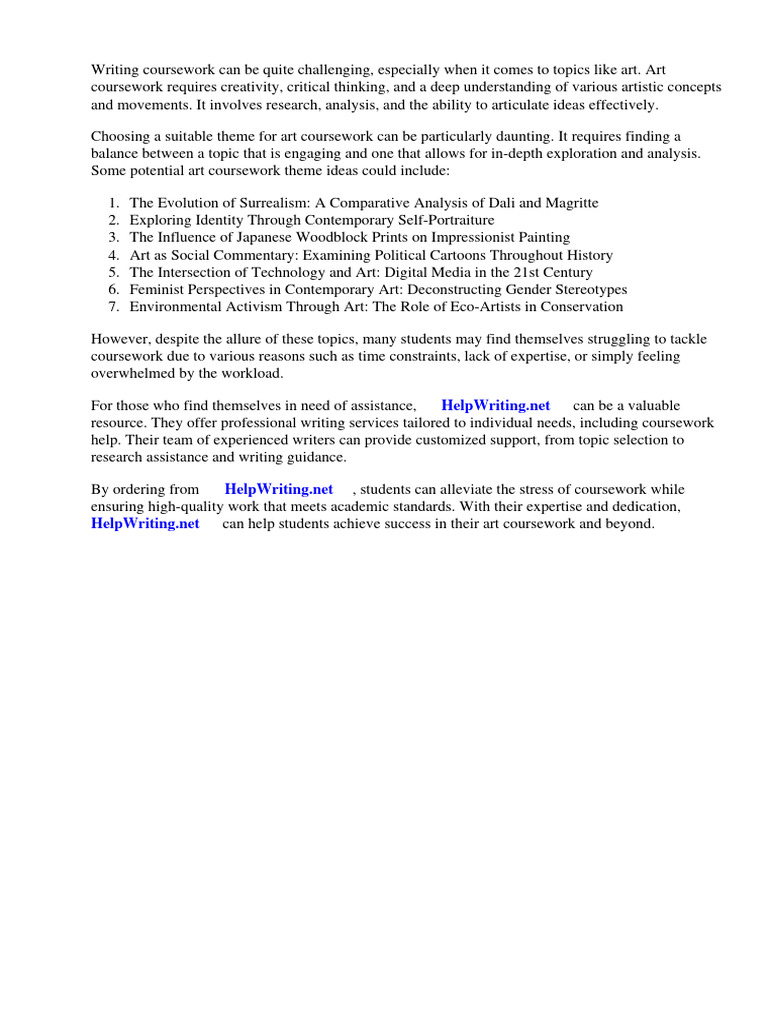 Art Coursework Theme Ideas | PDF | Drawing | Composition (Visual Arts)