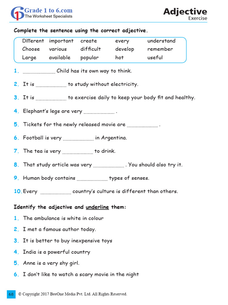 Adjective Exercices | PDF