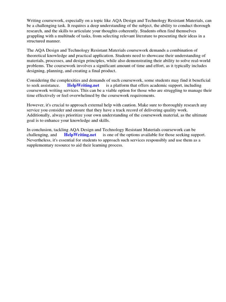 Aqa Design and Technology Resistant Materials Coursework | PDF | Http Cookie | Educational ...