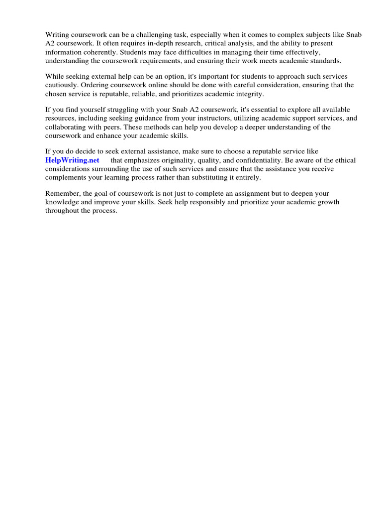 Snab A2 Coursework Help | PDF