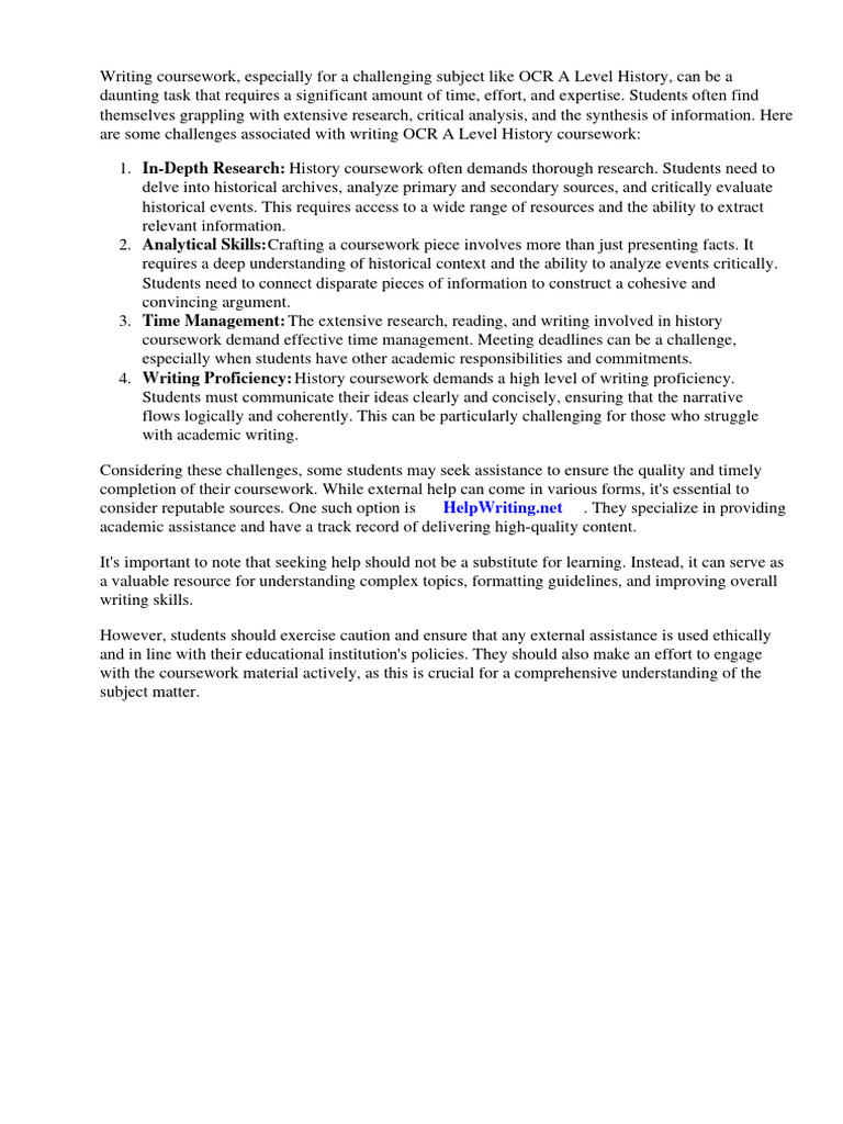 Ocr A Level History Coursework Guidance | PDF | Critical Thinking ... Ocr A Level History Coursework Guidance | PDF | Critical Thinking ...