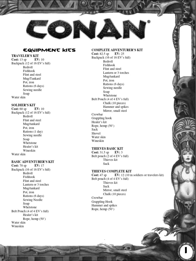 Conan Adventure Kits | PDF | Tools | Manufactured Goods
