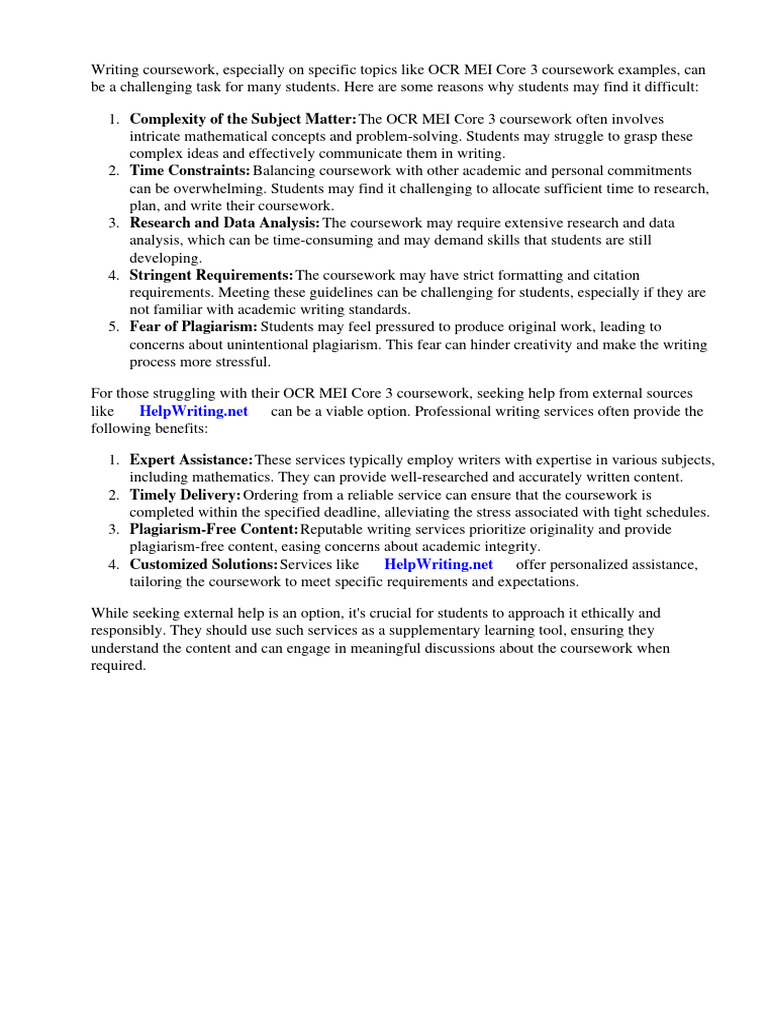 Ocr Mei Core 3 Coursework Examples Pdf Mathematics Optical Character Recognition