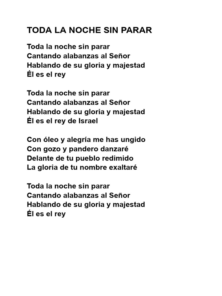 Acordes y letra: Toda la noche sin parar | PDF