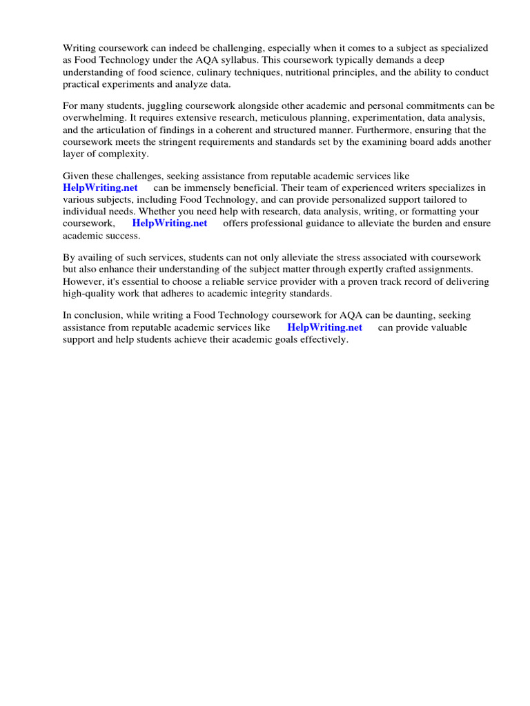 Food Technology Coursework Aqa | PDF | Facebook | Linked In