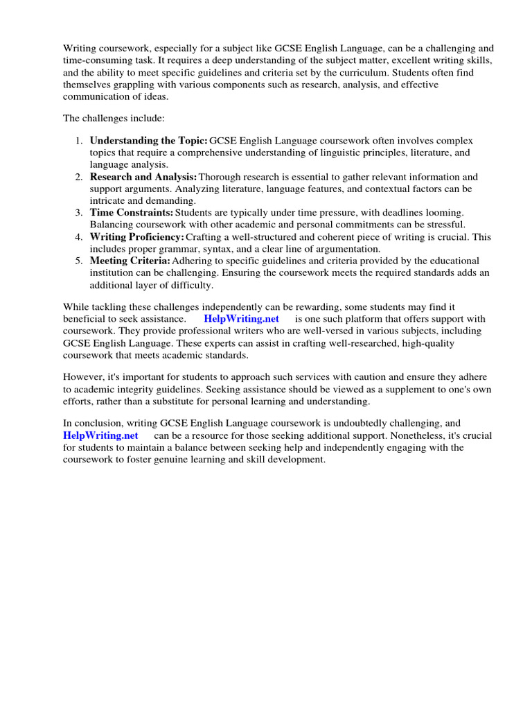 Gcse English Language Coursework | PDF