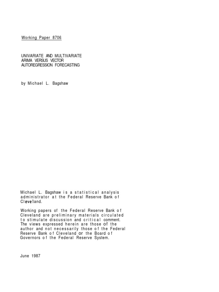 ARIMA vs VAR Forecasting Methods | PDF | Autoregressive Integrated ...