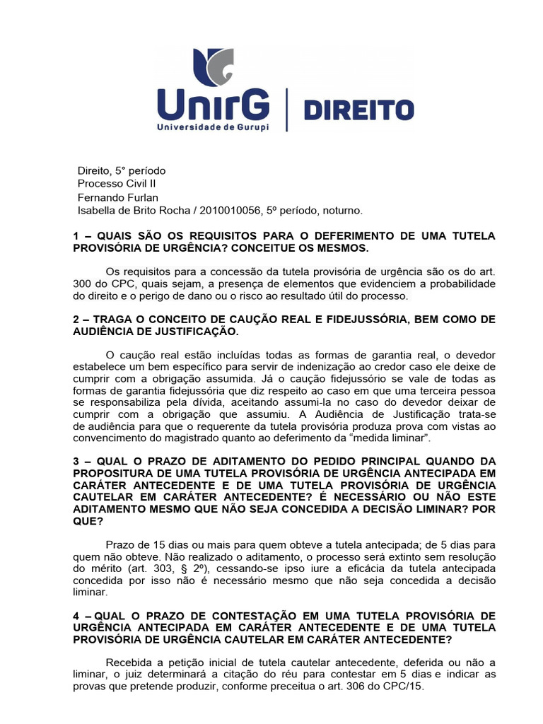 Atividade Proc. Civil - Ativ 4 | PDF