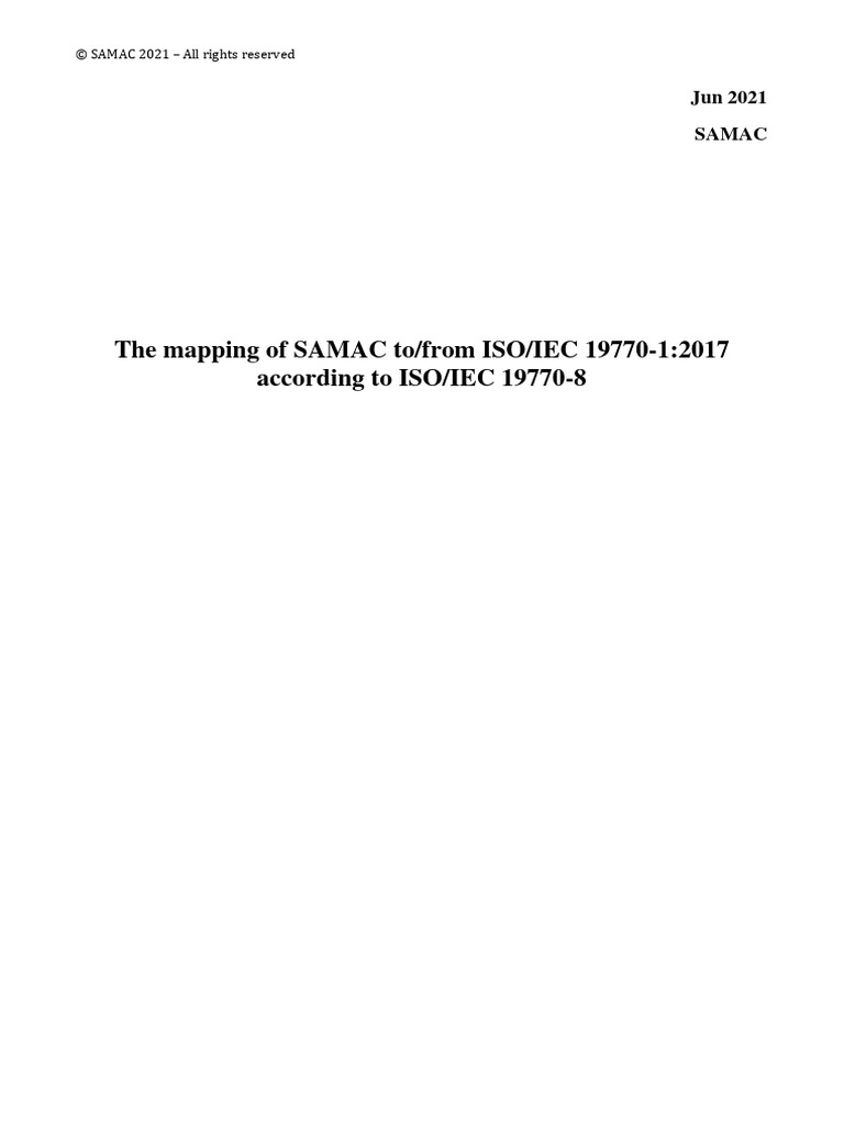 Mapping Document of SAMAC and 19770 1 - 2017 by 19770 8 | PDF