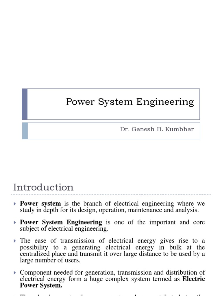 Power System Engineering Overview | PDF | Electric Power System | High ...