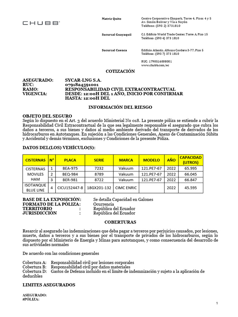 Cotización RC - Sycar-Lng S.A. (Tanqueros) | PDF