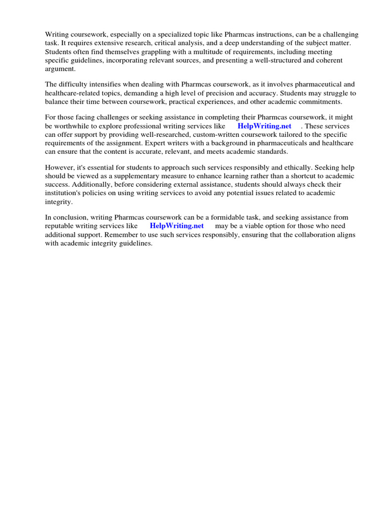 Pharmcas Coursework Instructions | PDF | Pharmacy | Pharmacist