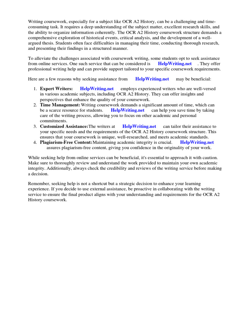 Ocr A2 History Coursework Structure | PDF | Critical Thinking | Gce ...