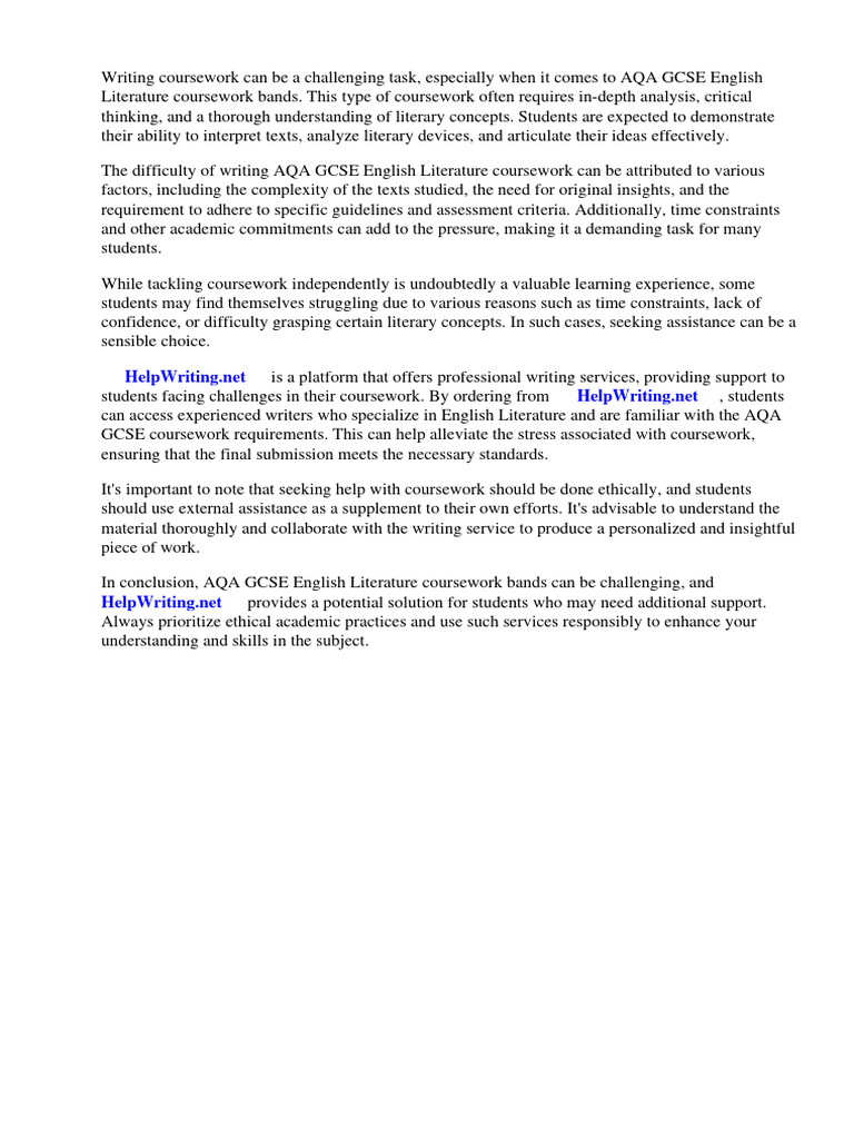 Aqa Gcse English Literature Coursework Bands | PDF | Social Media ...
