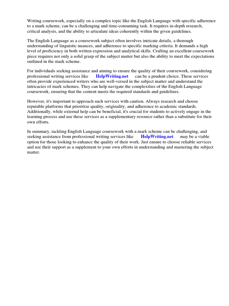 English Language As Coursework Mark Scheme | PDF | Apa Style | Gce ...