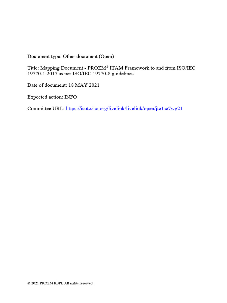 Mapping PROZM® ITAM Framework To and From ISOIEC 19770 1 2017 Rev MAY ...