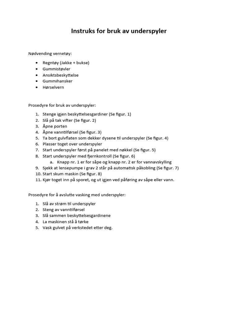 Instruks For Bruk Av Underspyler | PDF