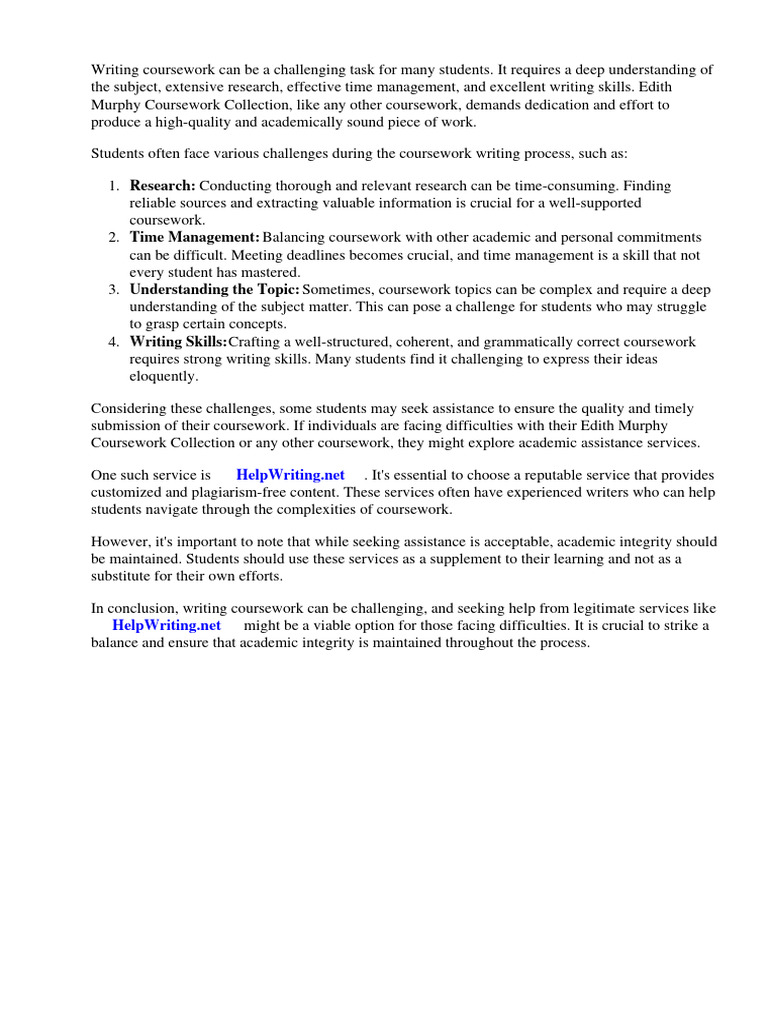 Edith Murphy Coursework Collection | PDF