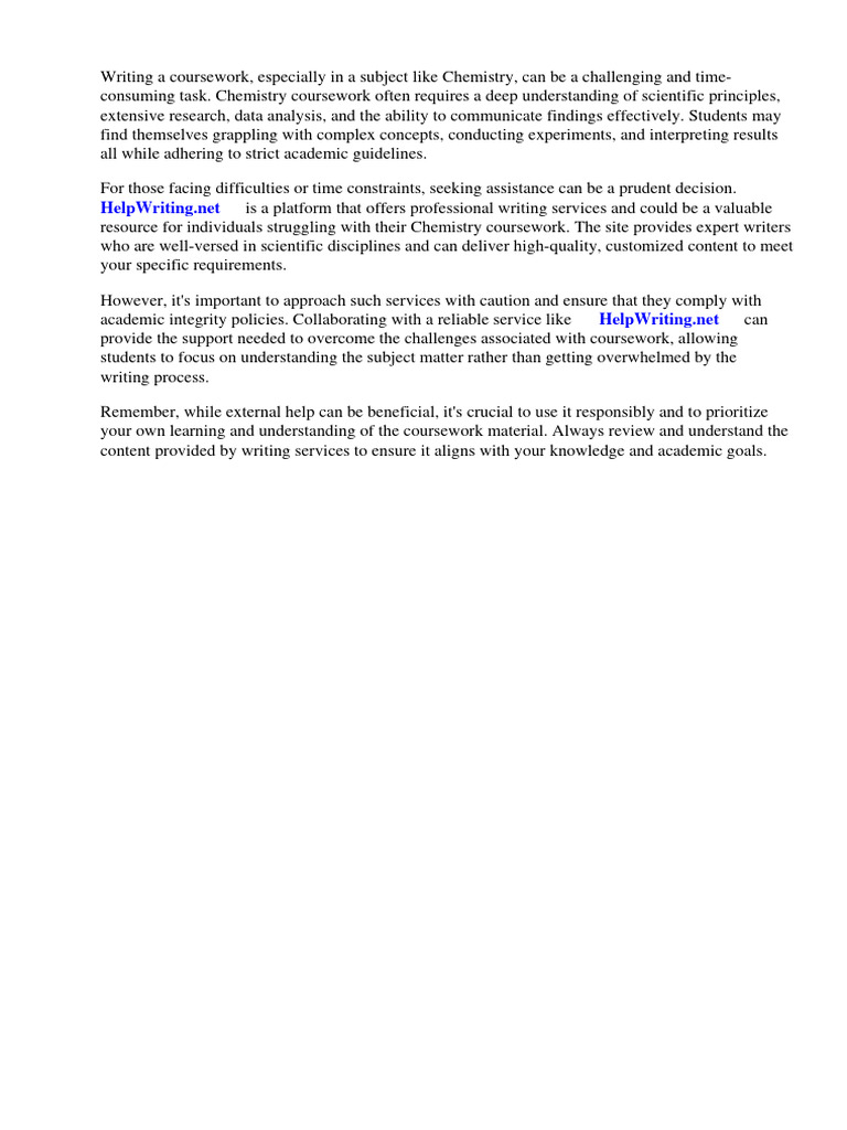 Chemistry Coursework Assistance Guide | PDF | Chemical Elements ...