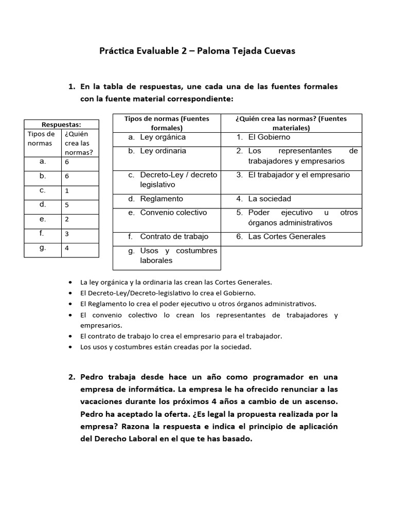 Práctica Evaluable 2 | PDF | Derecho laboral | Tiempo de trabajo