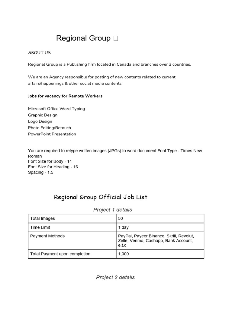 Regional Group Projects Pdf Proofreading Computing