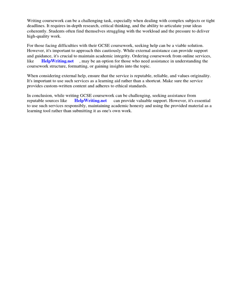 Gcse Coursework Example | PDF