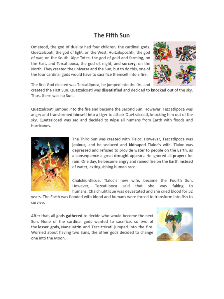Myth Reading - The Fifth Sun | PDF