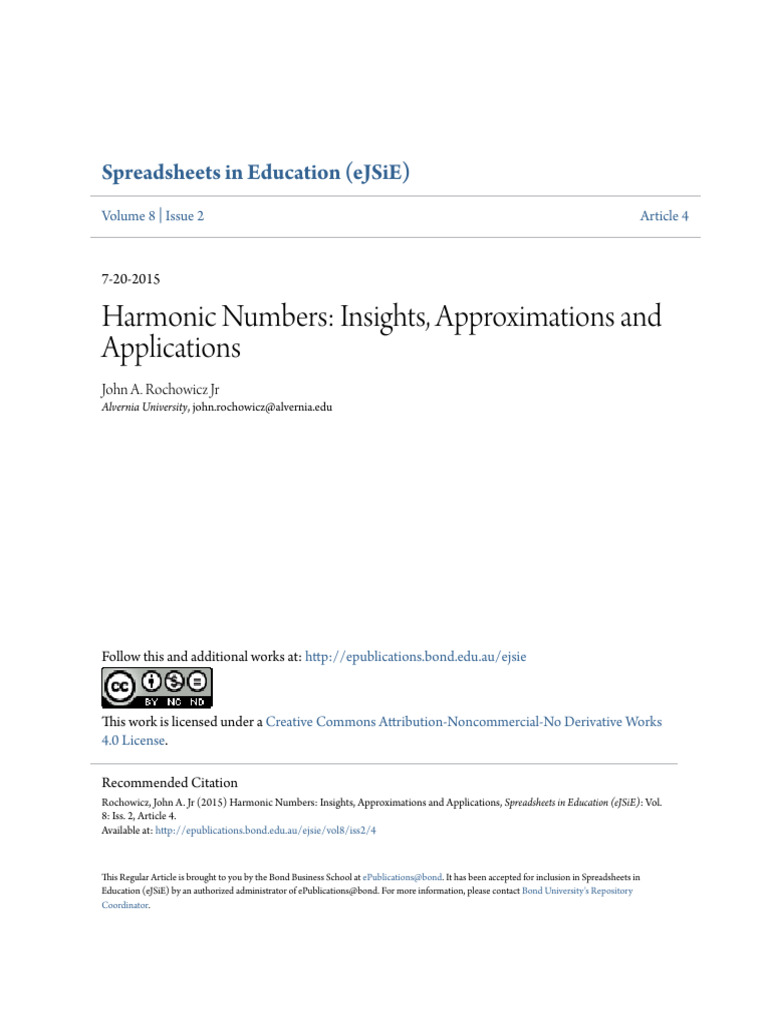 4633 Harmonic Numbers Insights Approximations and Applications | PDF ...