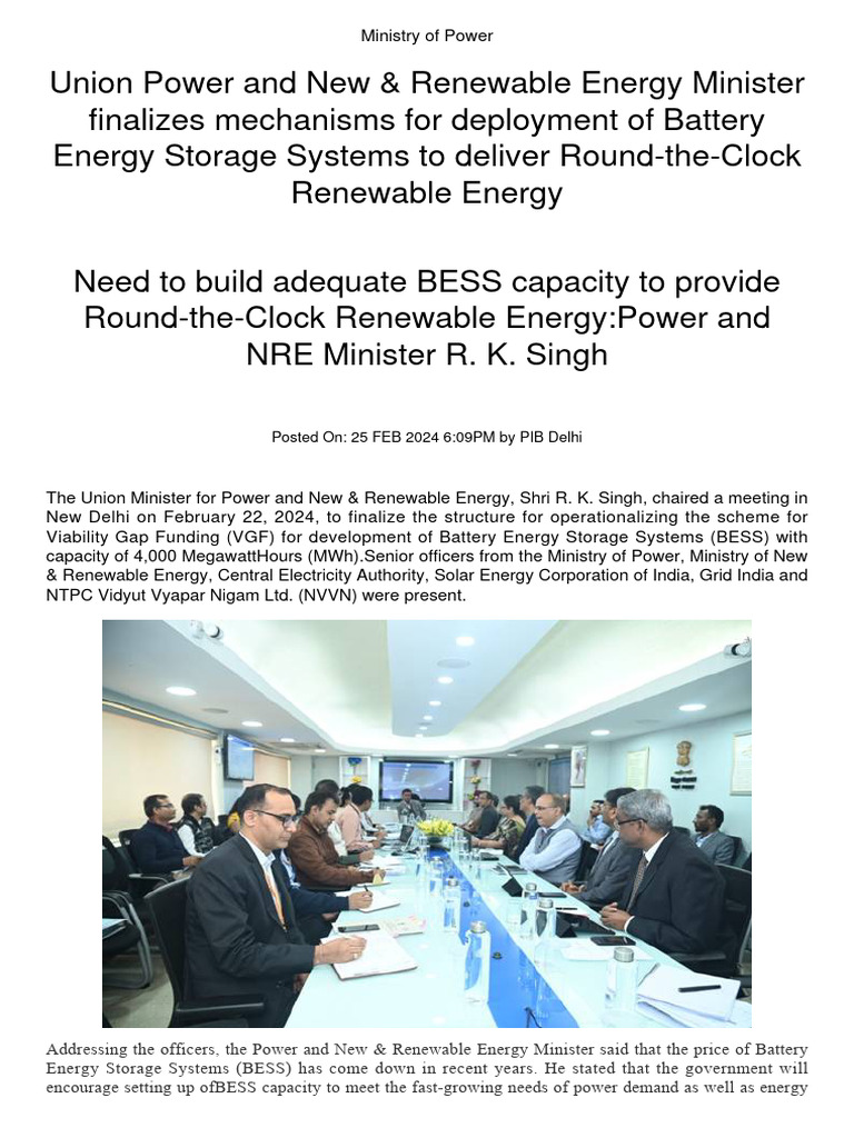 BESS Mechanism Finalized-MoP | PDF | Energy Storage | Renewable Energy