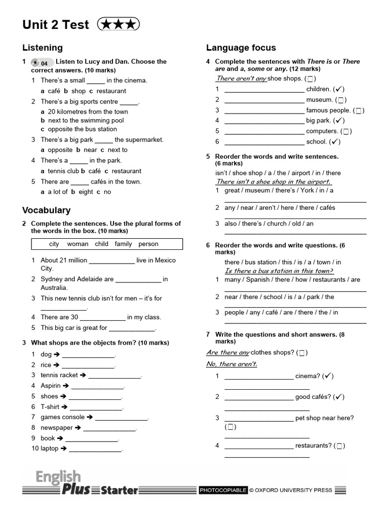 Unit - 2 - Higher - Test English Plus | PDF