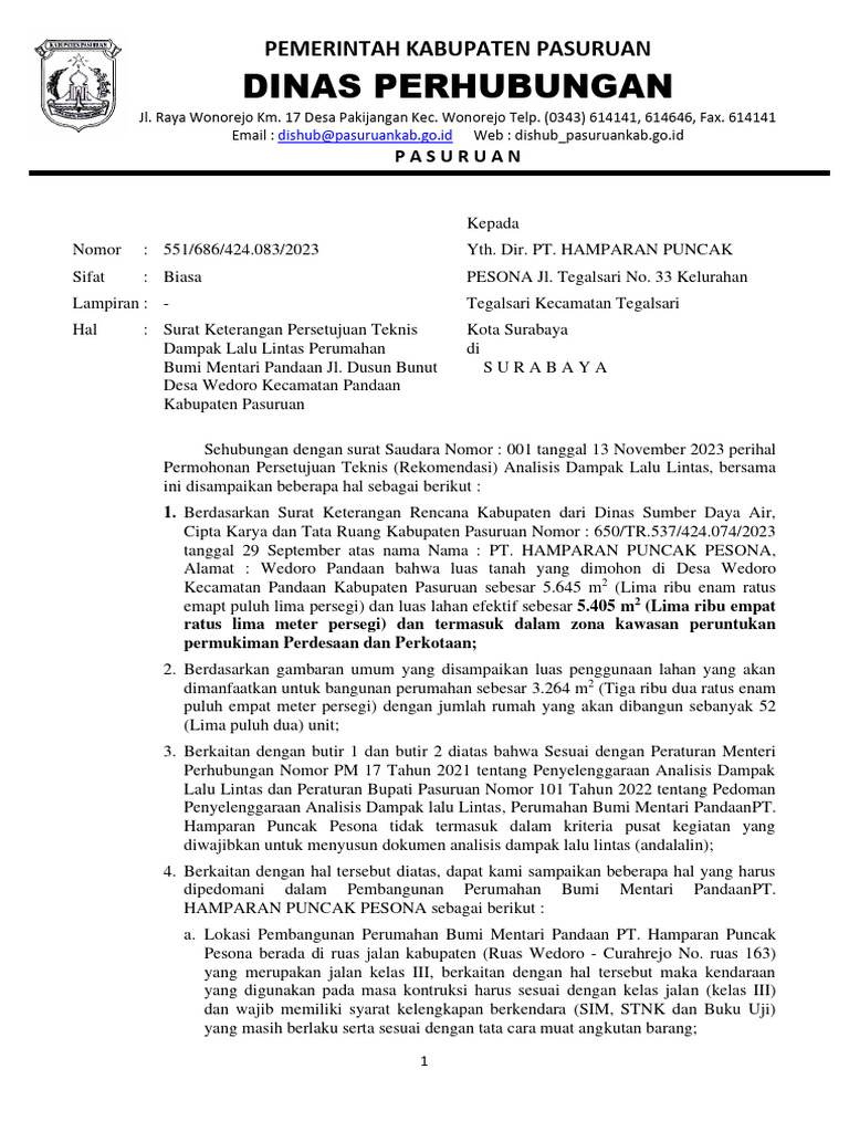 Surat Andalalin | PDF