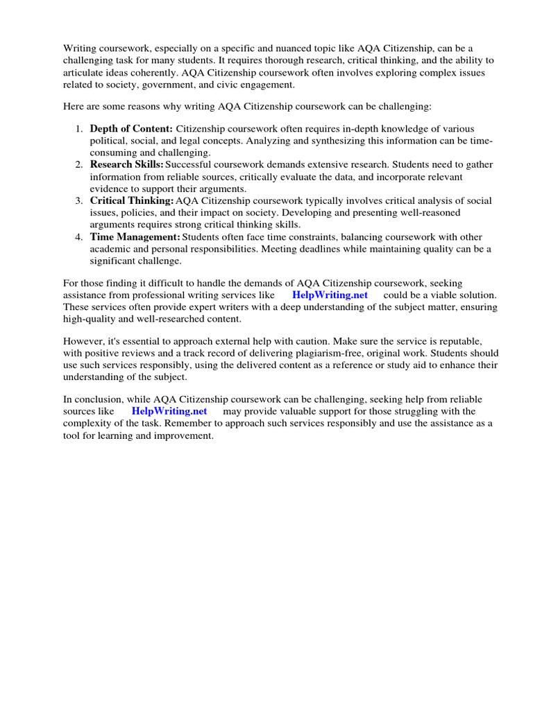 Aqa Citizenship Coursework | PDF | Critical Thinking | Facebook