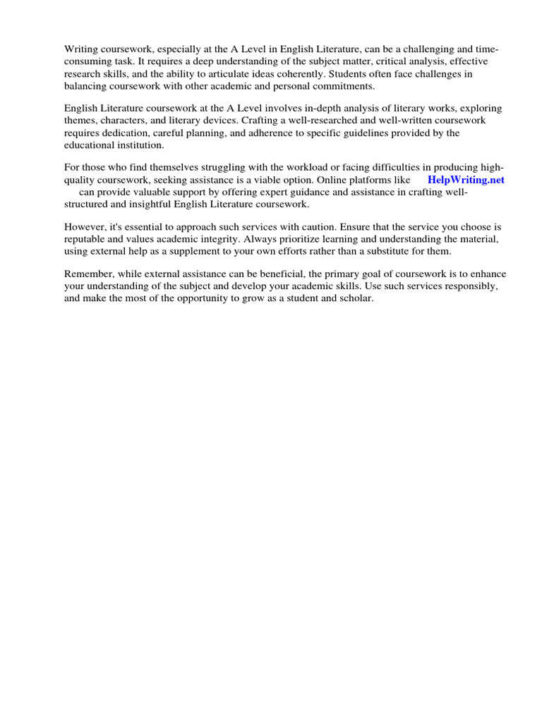 English Literature Coursework Help A Level | PDF | Websites | Facebook
