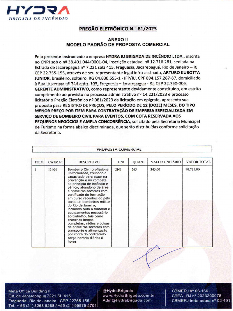 Anexo II Modelo Padrao de Proposta Comercial | PDF