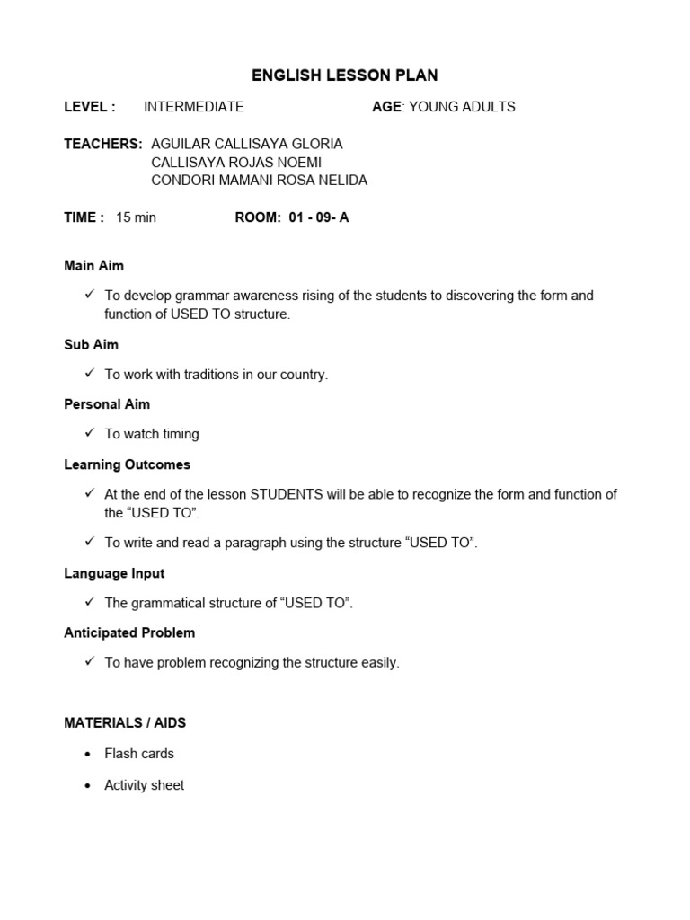 Grammar Awareness: "USED TO" Structure | PDF | Language Arts & Discipline