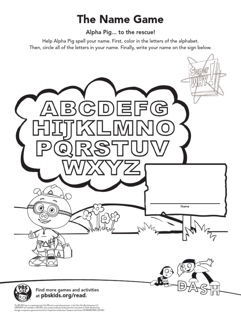 Super Why! Name Game Activity | PDF