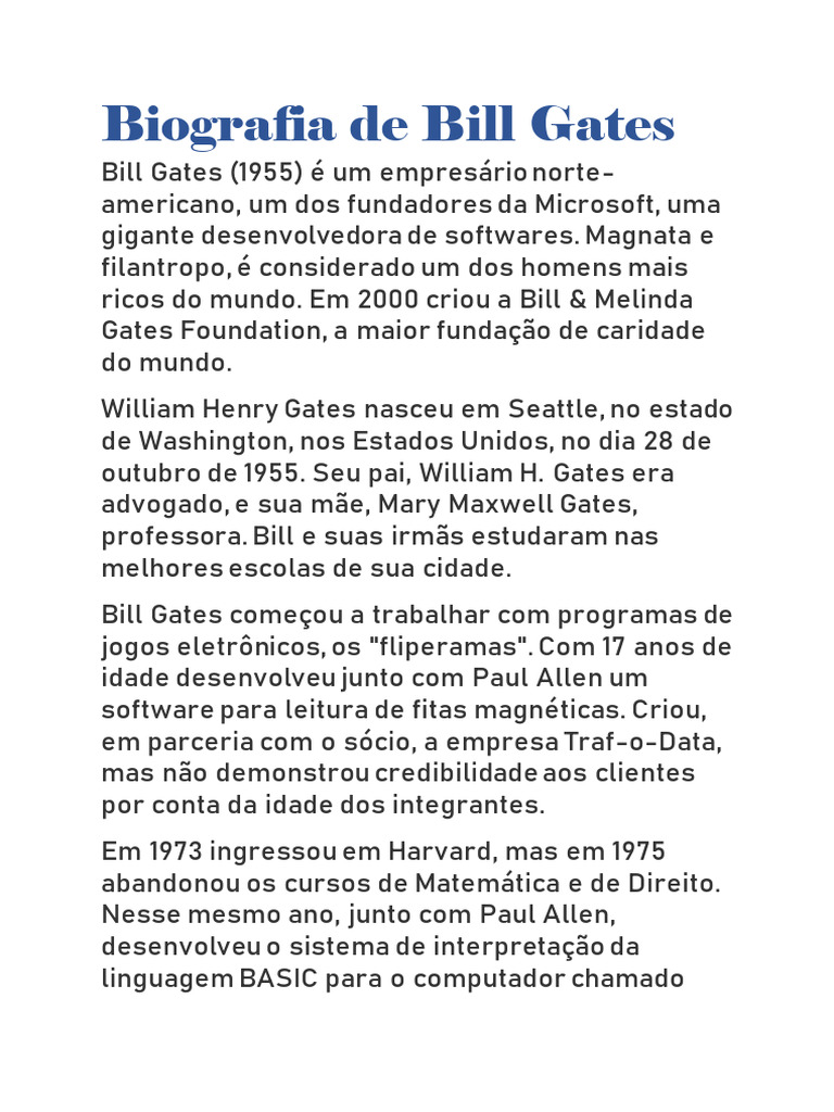 Biografia de Bill Gates | PDF