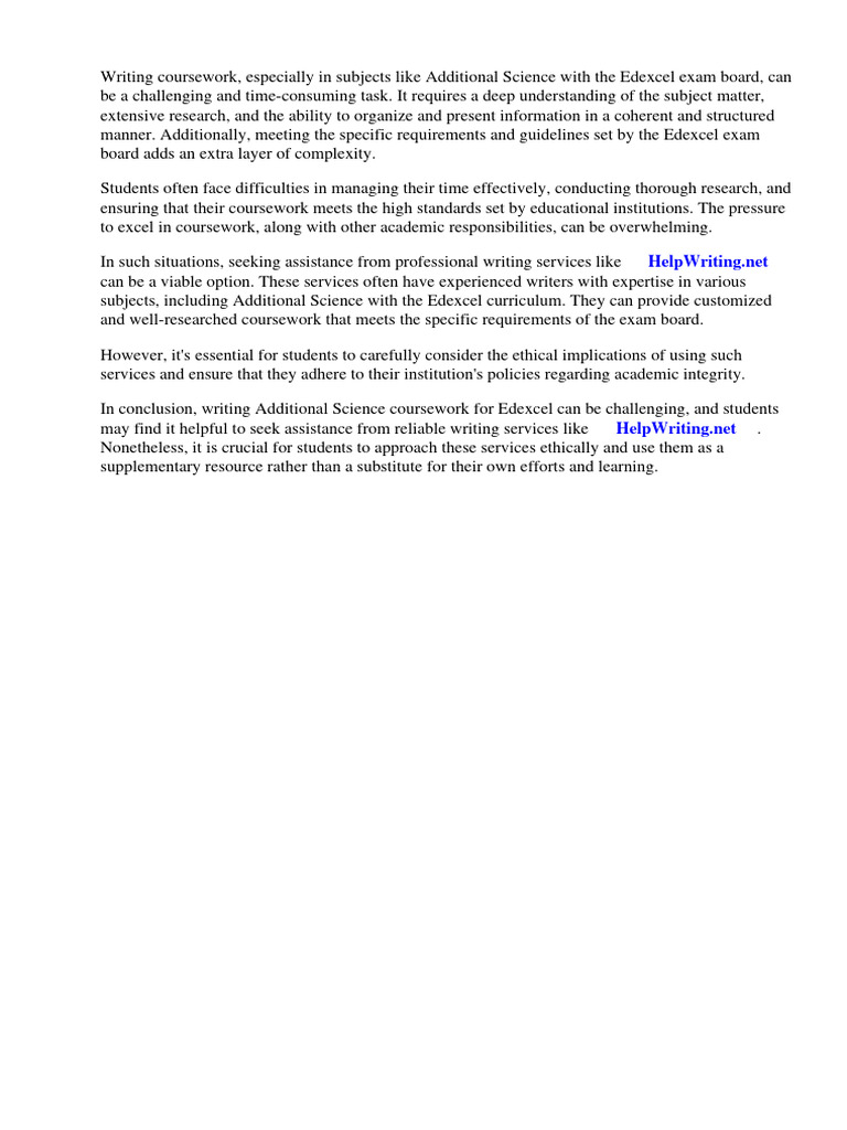 Additional Science Coursework Edexcel | PDF