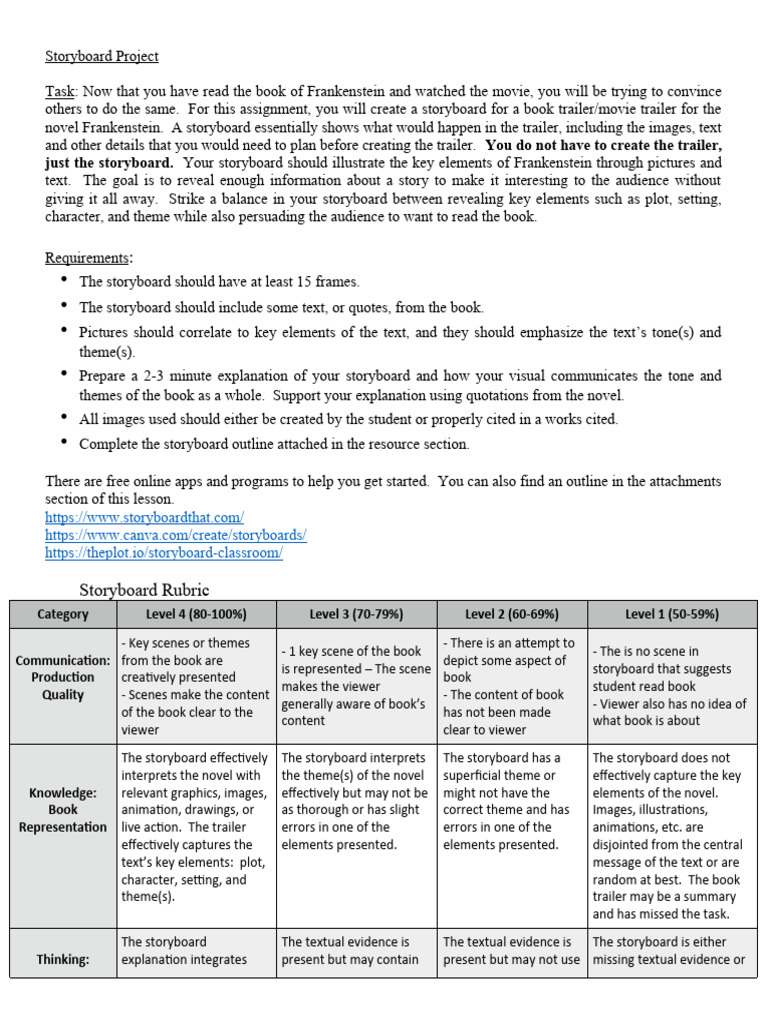 U2L8 Book Trailer Storyboard Project | PDF | Graphics | Books