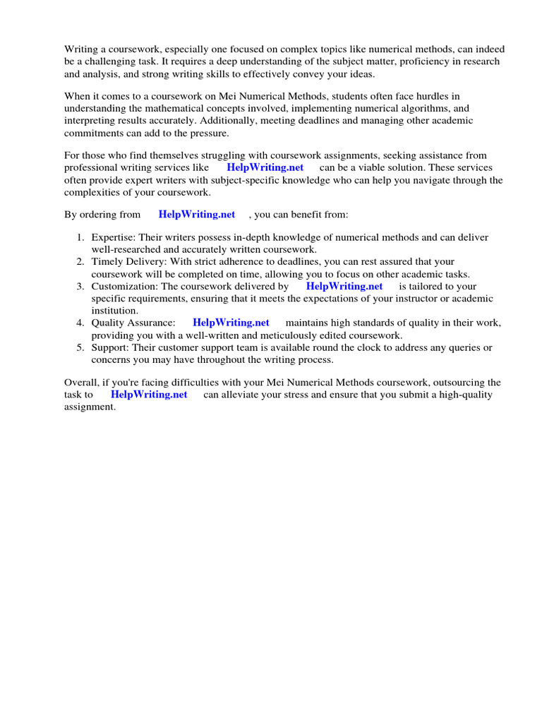 Mei Numerical Methods Coursework Pdf Approximation Numerical Analysis 1965