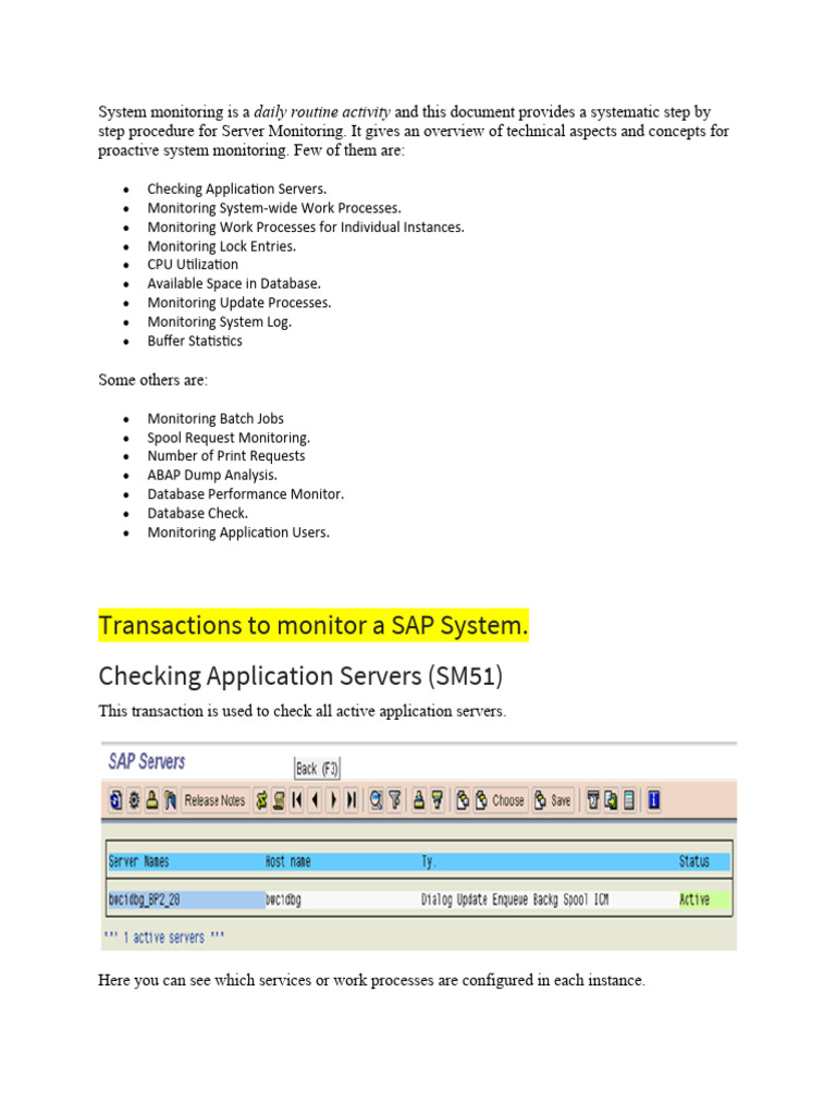 Sap Monitor Transactions Pdf Databases Operating System